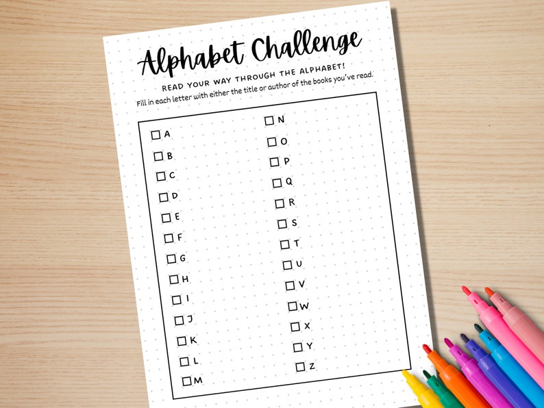 Alphabet Reading Challenge - PRINTABLE Journal Page - Reading Tracker ...