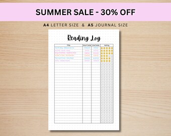 Reading Journal PRINTABLE Journal Page Planner Page Bookclub Book ...