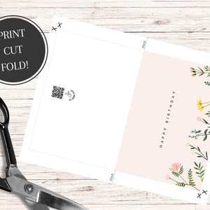 Printable Birthday Card Floral Birthday Card Flower Birthday Card Print ...