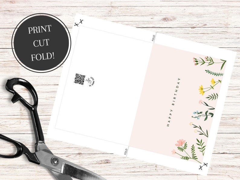 Printable Birthday Card Floral Birthday Card Flower Birthday Card Print ...