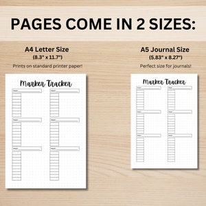 Marker Tracker - PRINTABLE Journal Page - Planner Page - Journal Color ...
