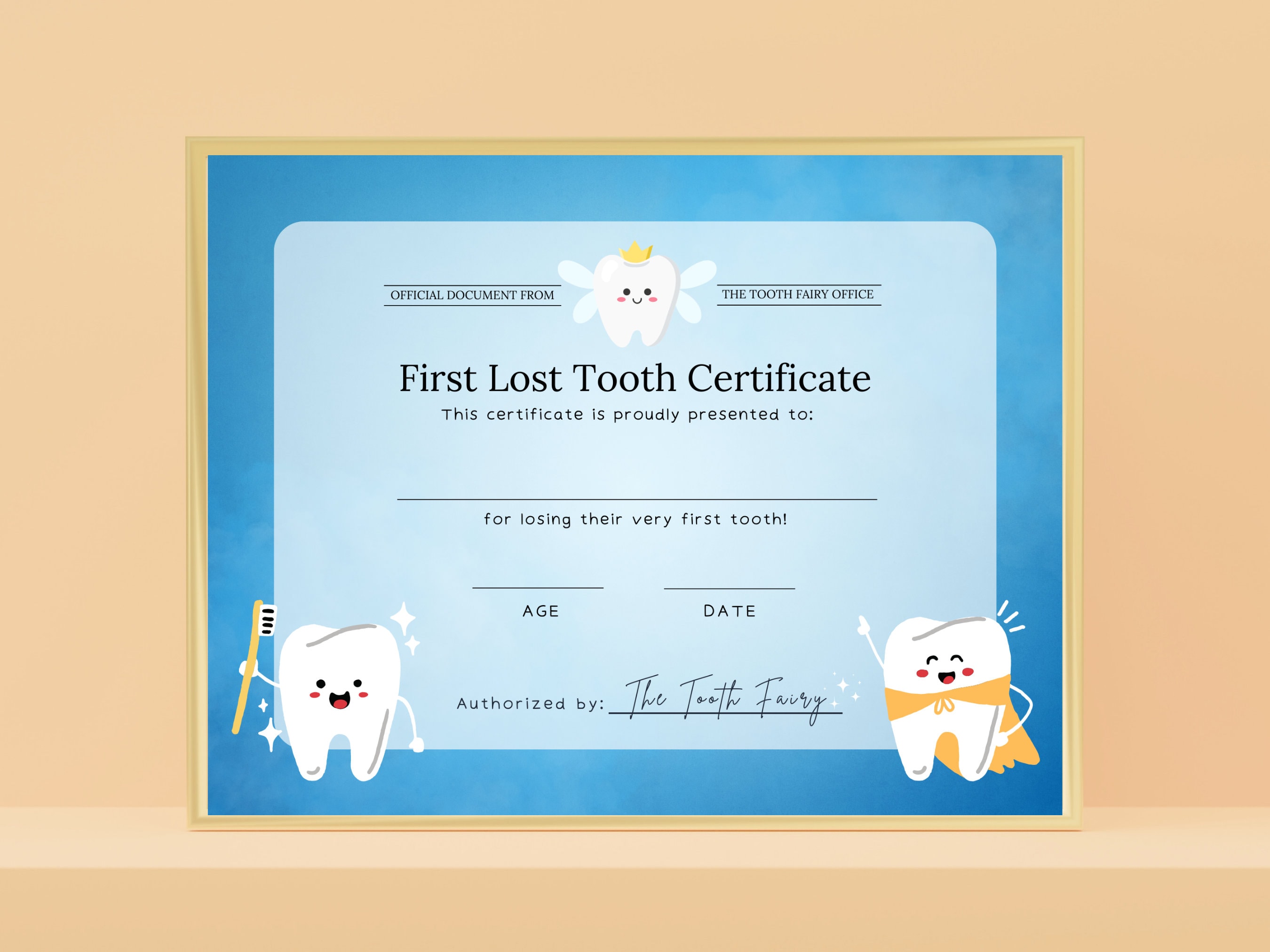 First Lost Tooth Certificate Tooth Fairy Award First Lost - Etsy