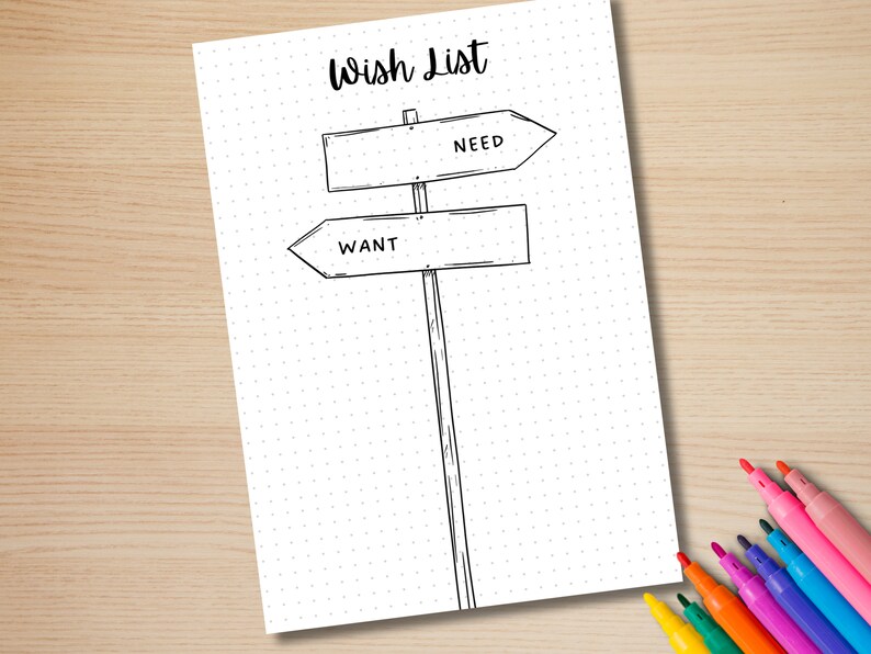 Wish List - PRINTABLE Journal Page - Planner Page - Things to Buy ...