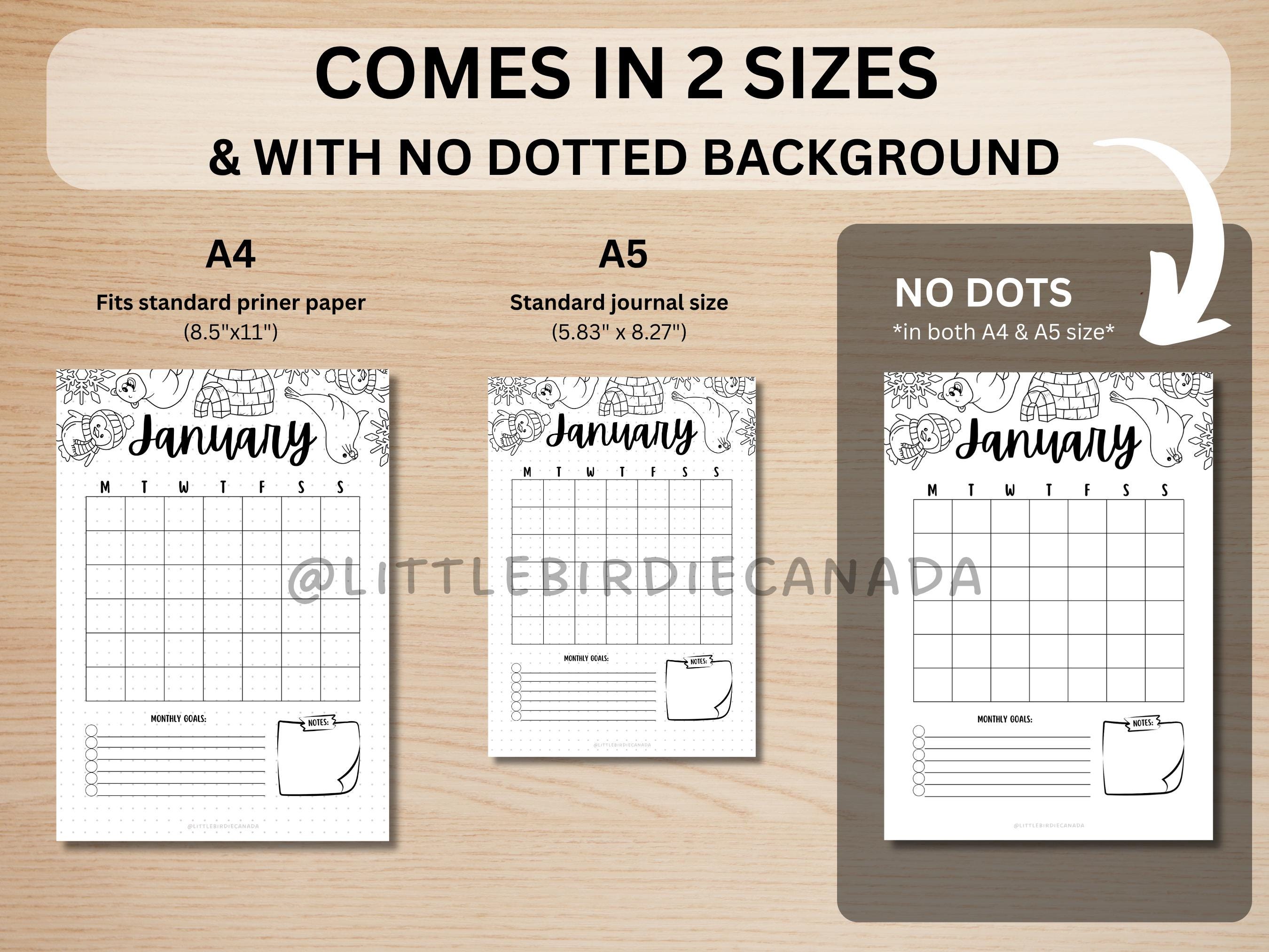 BIG Calendar Bundle - PRINTABLE Journal Pages - Digital Planner Pages ...