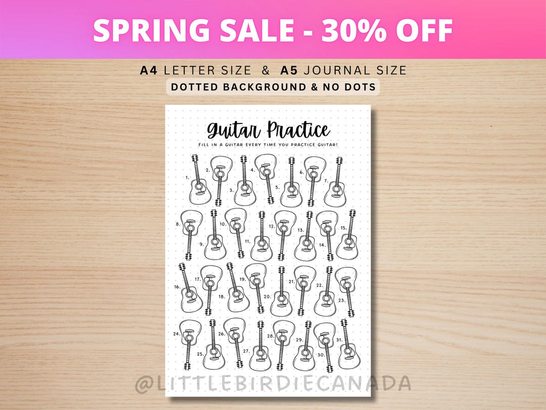Guitar Practice Tracker - PRINTABLE Journal Page - Habit Tracker ...