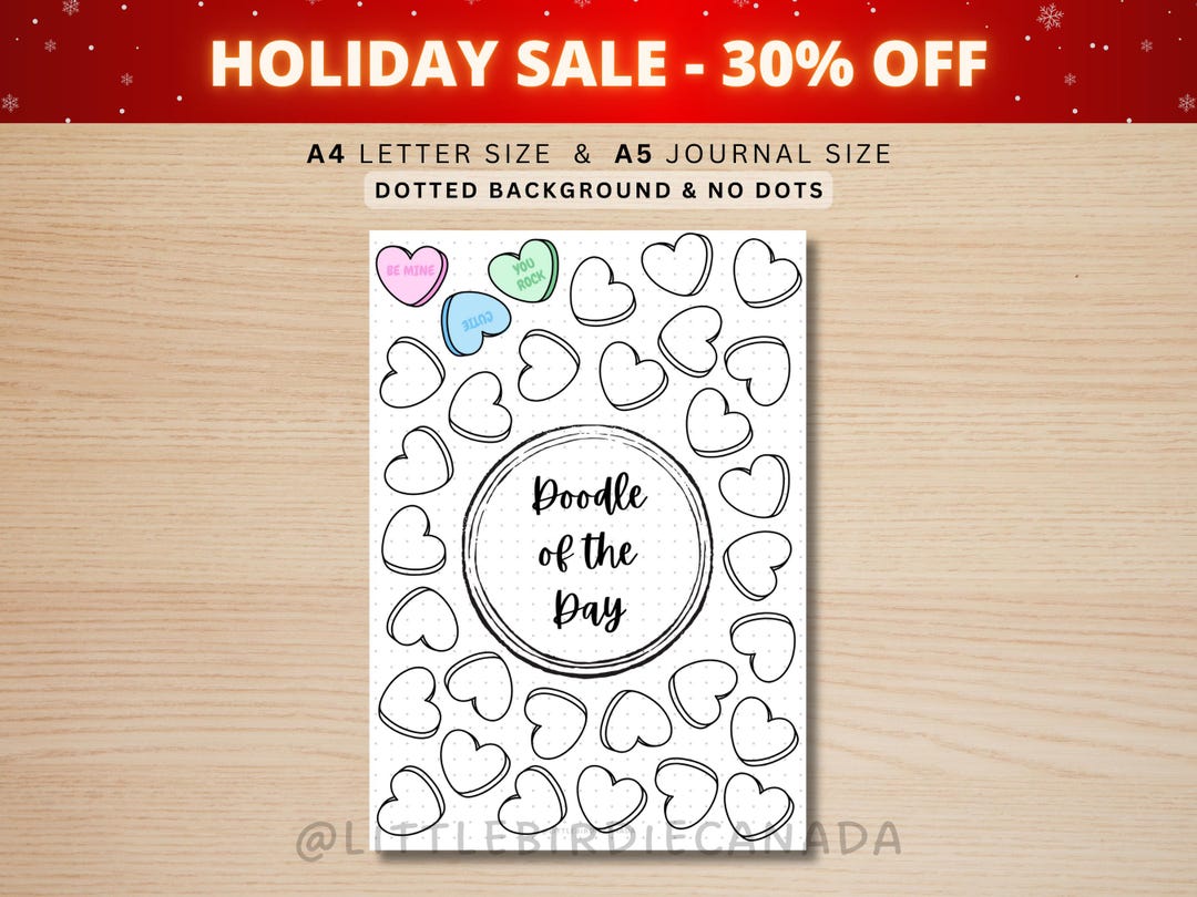 Candy Hearts Doodle of the Day PRINTABLE Journal Page Planner Page ...