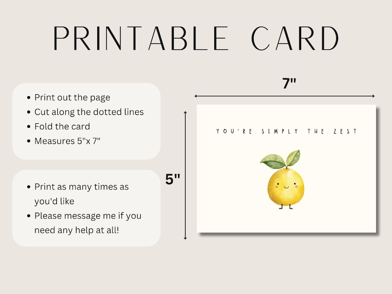 Printable Thank You Card Funny Simply the Zest Funny Pun Thank You Card ...