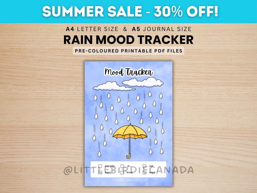 Rain Mood Tracker - PRINTABLE Journal Page - Colored Journal Page - Etsy