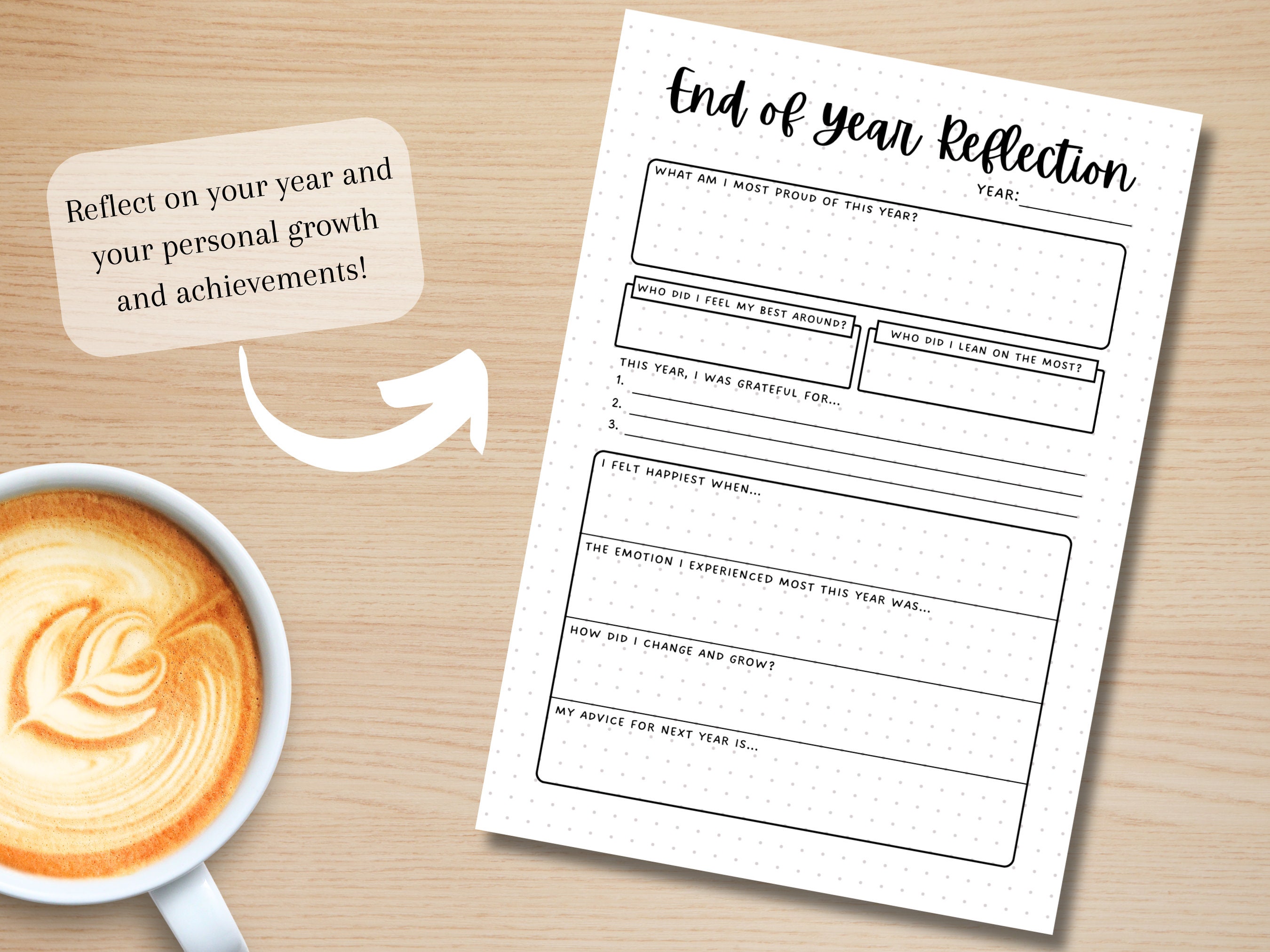 End of Year Reflection - PRINTABLE Journal Page - End of Year Review ...