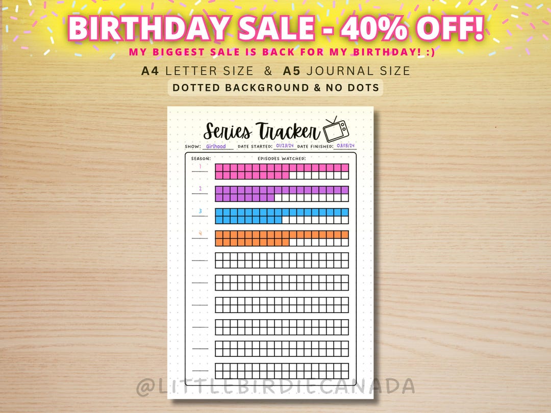 Series Tracker - PRINTABLE Journal Page - Episode Tracker - Printable ...