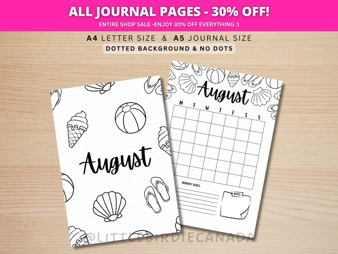 August Title Page - Beach - August Calendar - PRINTABLE Calendar ...