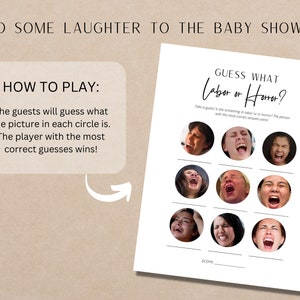 Labor or Horror Funny Baby Shower Game Minimalist Funny Baby Shower ...