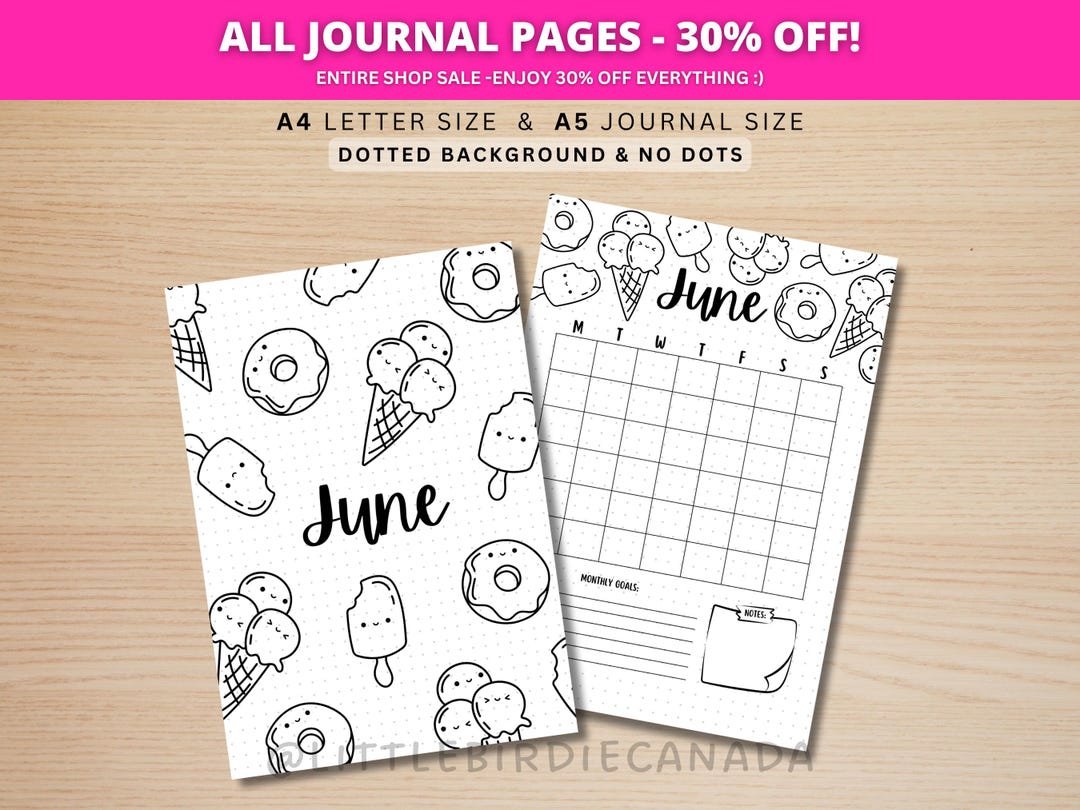 June Title Page - Ice Cream - June Calendar - PRINTABLE Calendar ...