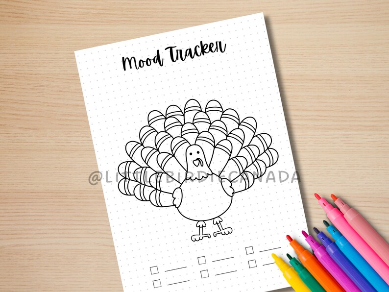 Turkey Mood Tracker - PRINTABLE Journal Page - Planner Page - Feeling ...