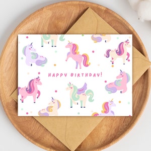 PRINTABLE Kids Birthday Card Unicorn Birthday Card Happy Birthday Card ...