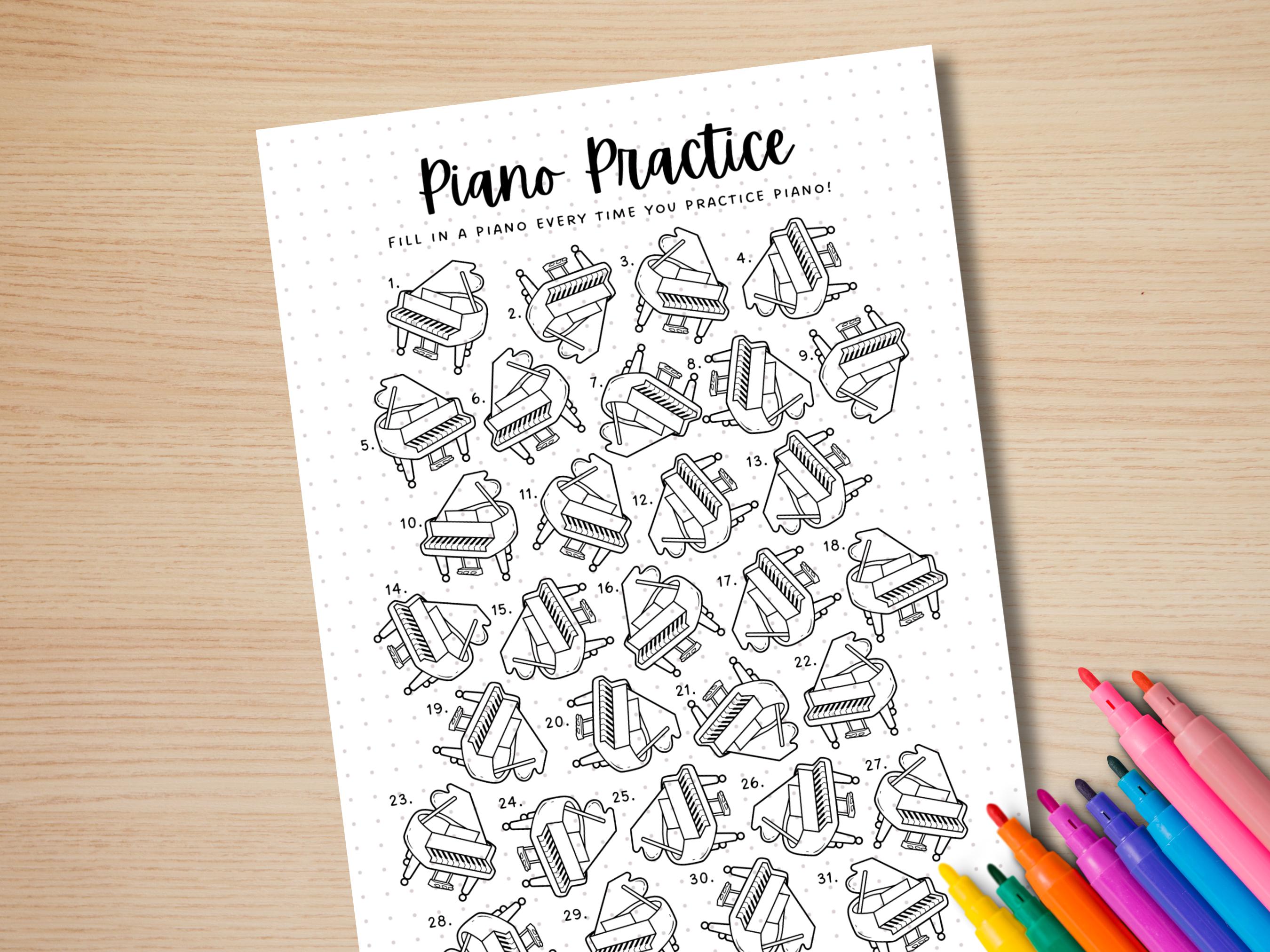 Piano Practice Tracker - PRINTABLE Journal Page - Habit Tracker - Music ...