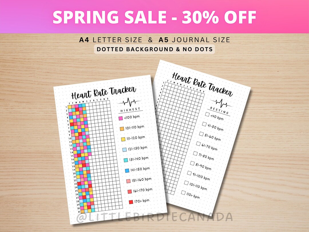 Heart Rate Tracker - PRINTABLE Journal Page - Heart Rate Monitor ...