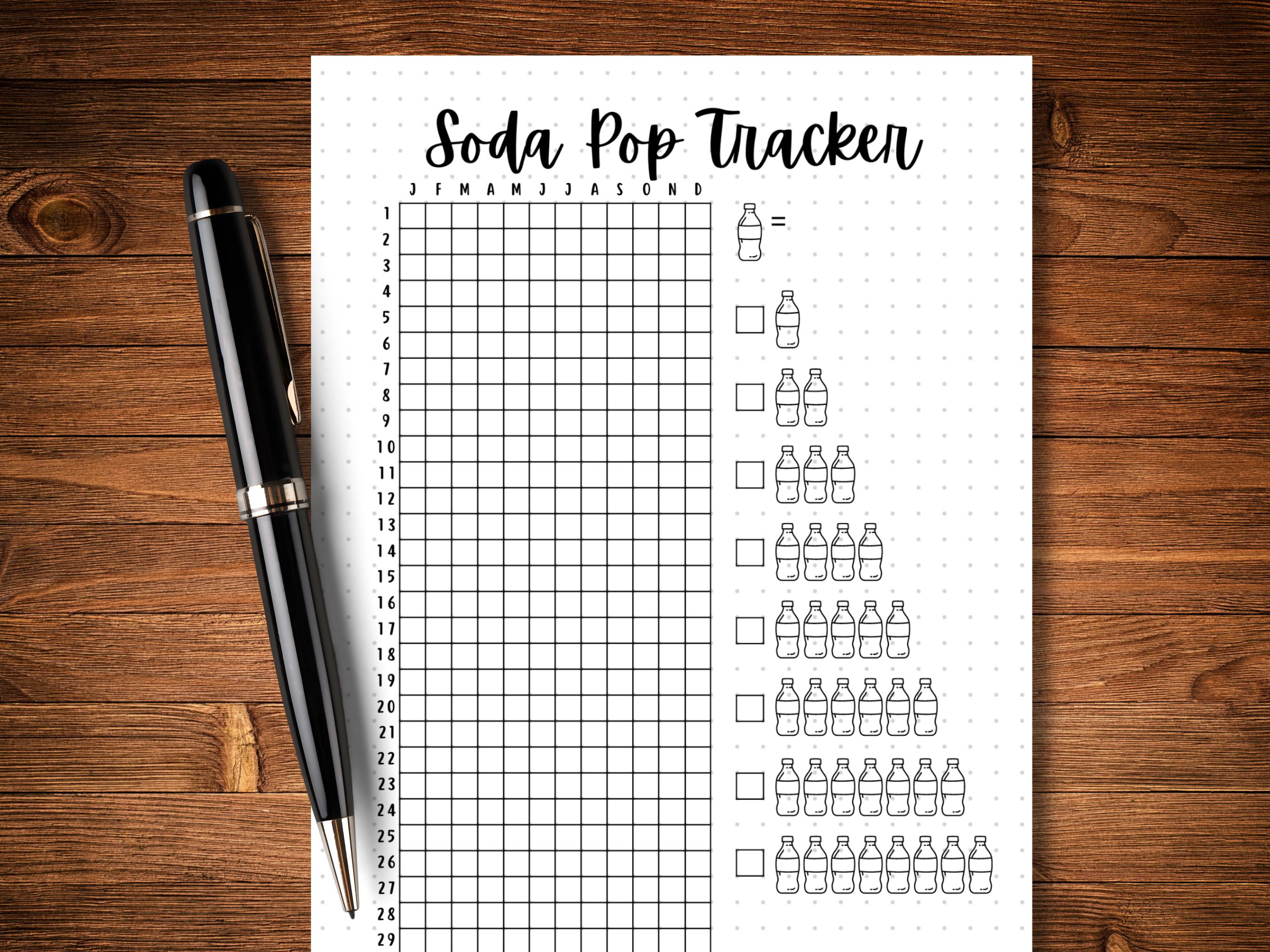 Soda Pop Tracker - PRINTABLE Journal Page - Health Tracker - Caffeine ...