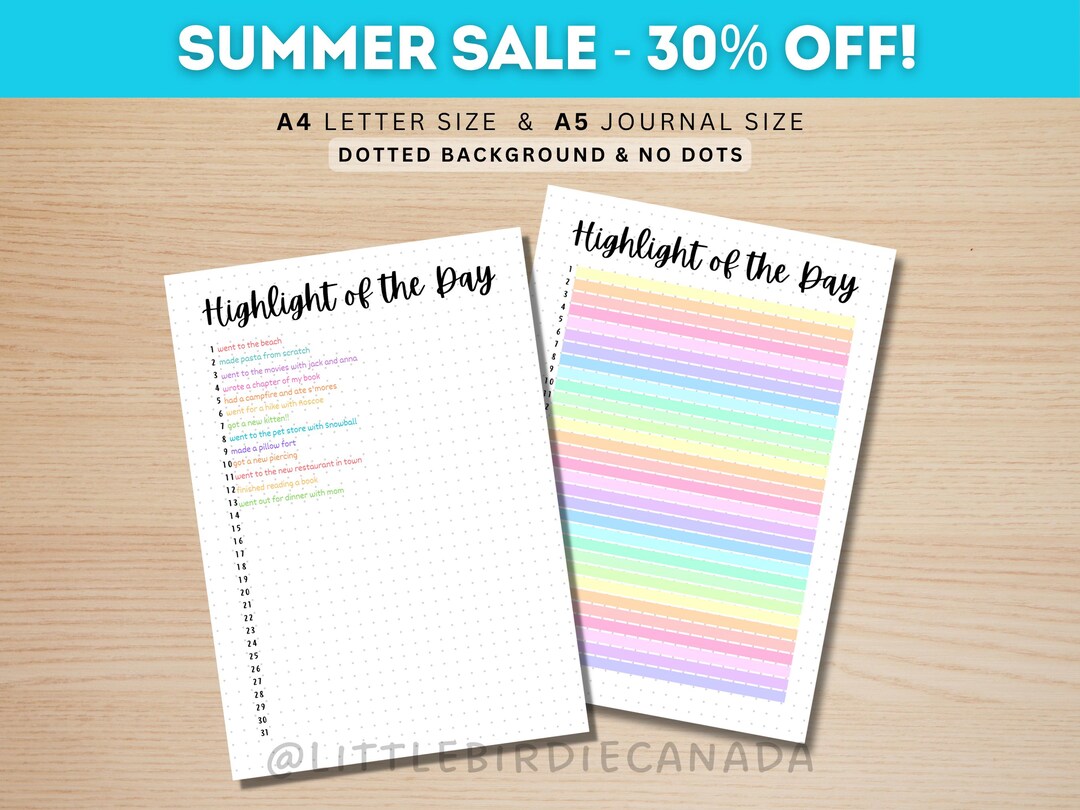Highlight of the Day - PRINTABLE Journal Page - Memory Tracker - Daily ...