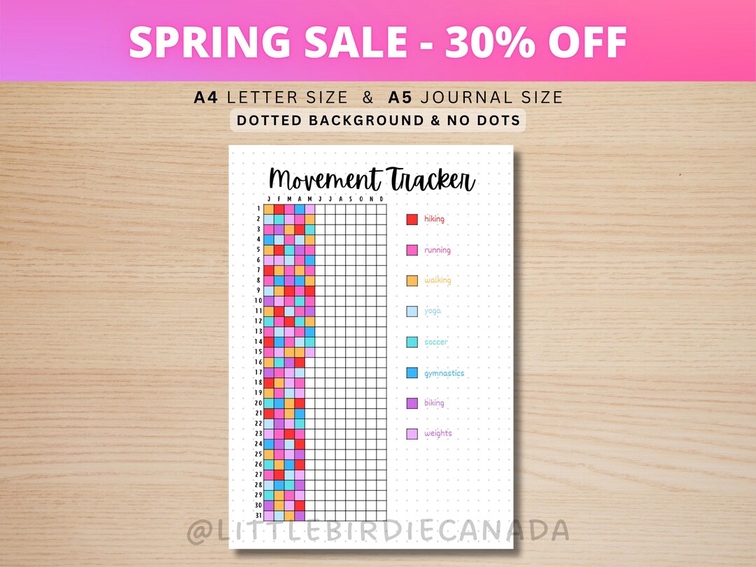 Movement Tracker - Fitness Tracker - PRINTABLE Journal Page - Exercise ...