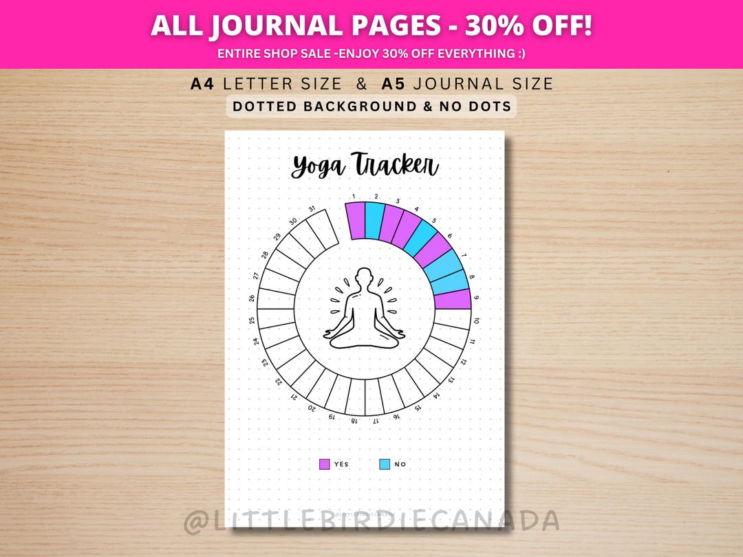 Yoga Tracker Monthly - PRINTABLE Journal Page - Fitness Tracker ...