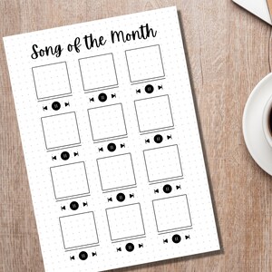 Song of the Month - Yearly Playlist - PRINTABLE Journal Page - Song ...