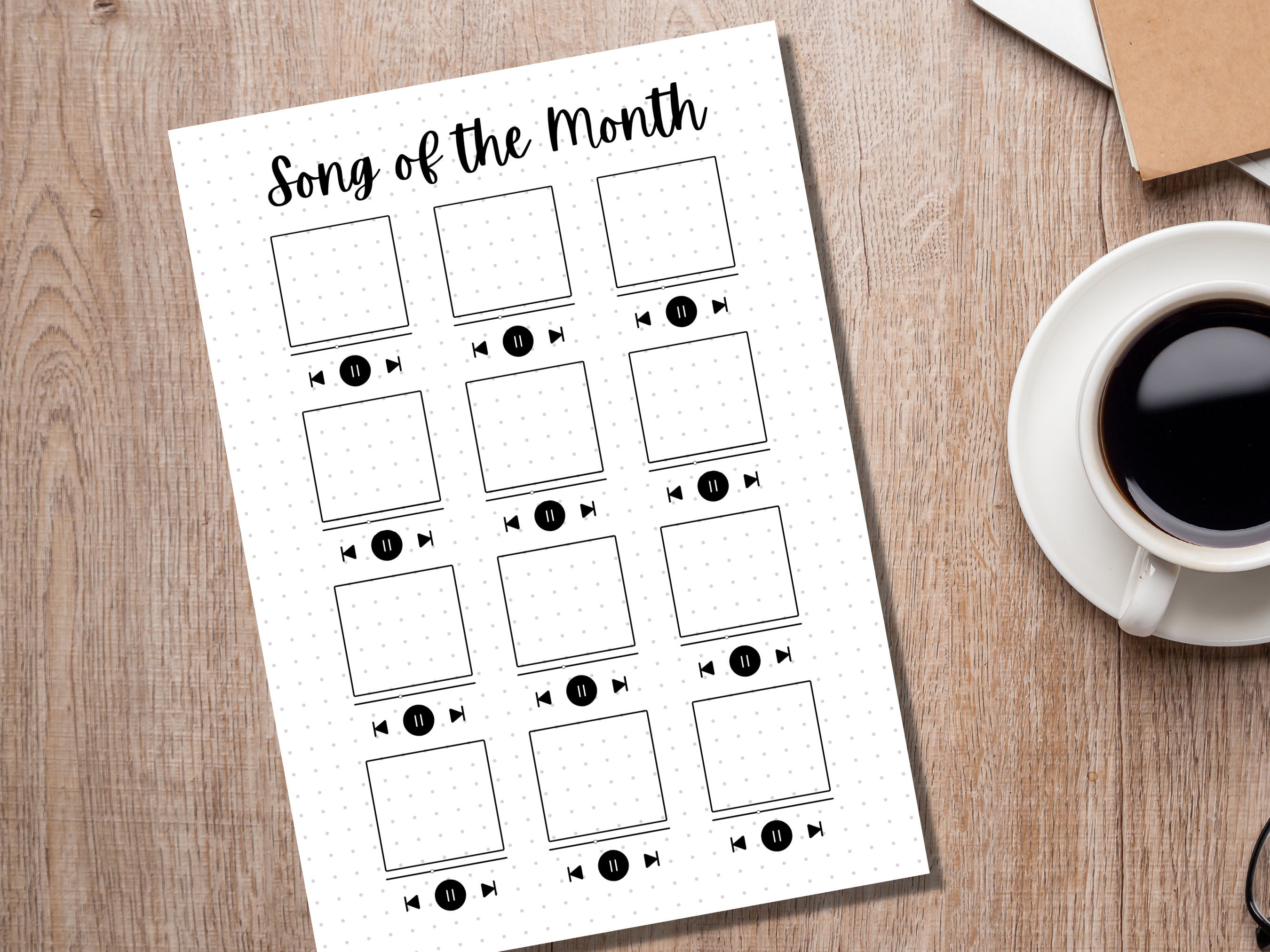 Song of the Month - Yearly Playlist - PRINTABLE Journal Page - Song ...