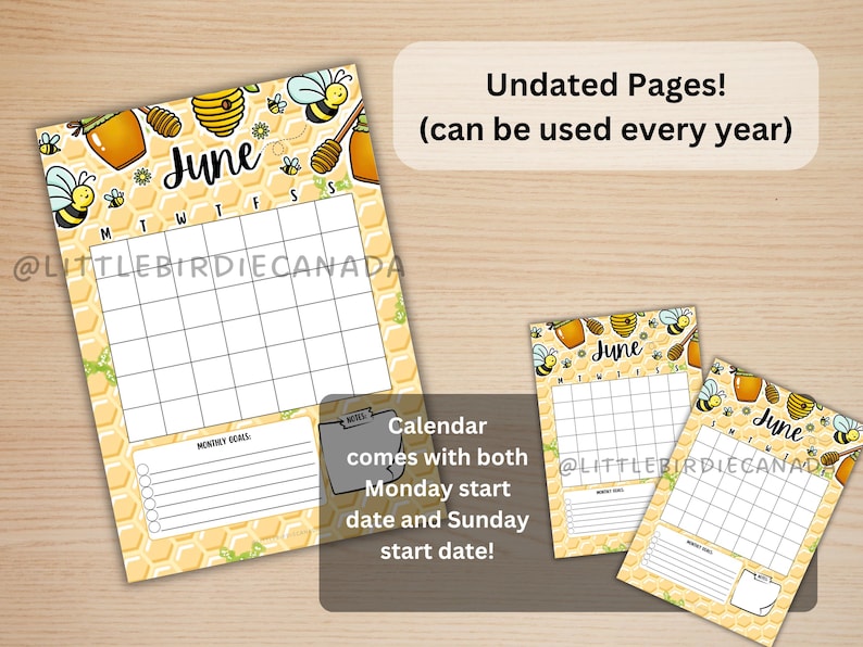 June Journal Bundle - Bumble Bee - PRINTABLE Journal Pages - PRE ...