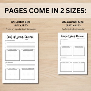 End of Year Reflection - PRINTABLE Journal Page - End of Year Review ...