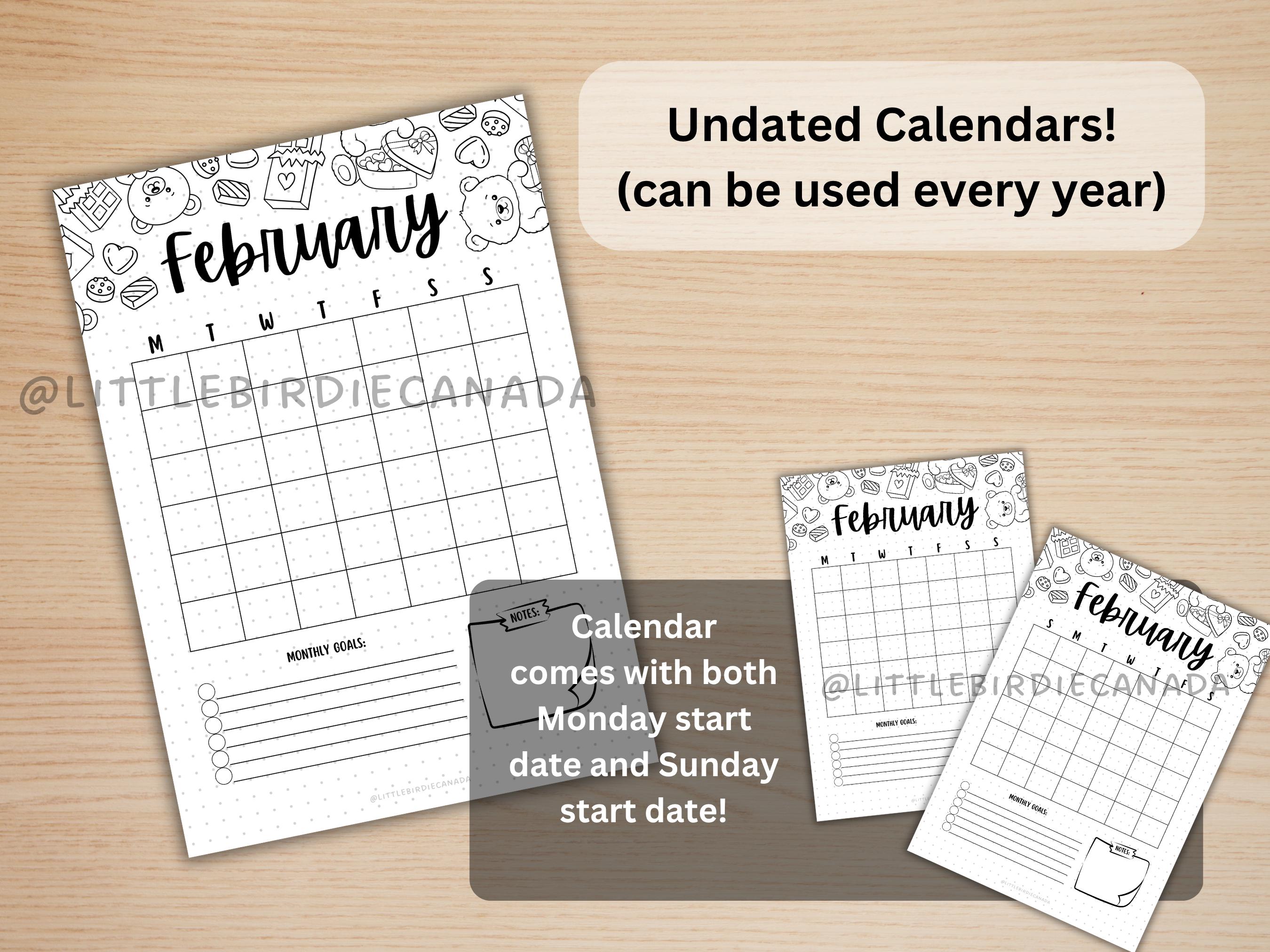 BIG Calendar Bundle - PRINTABLE Journal Pages - Digital Planner Pages ...