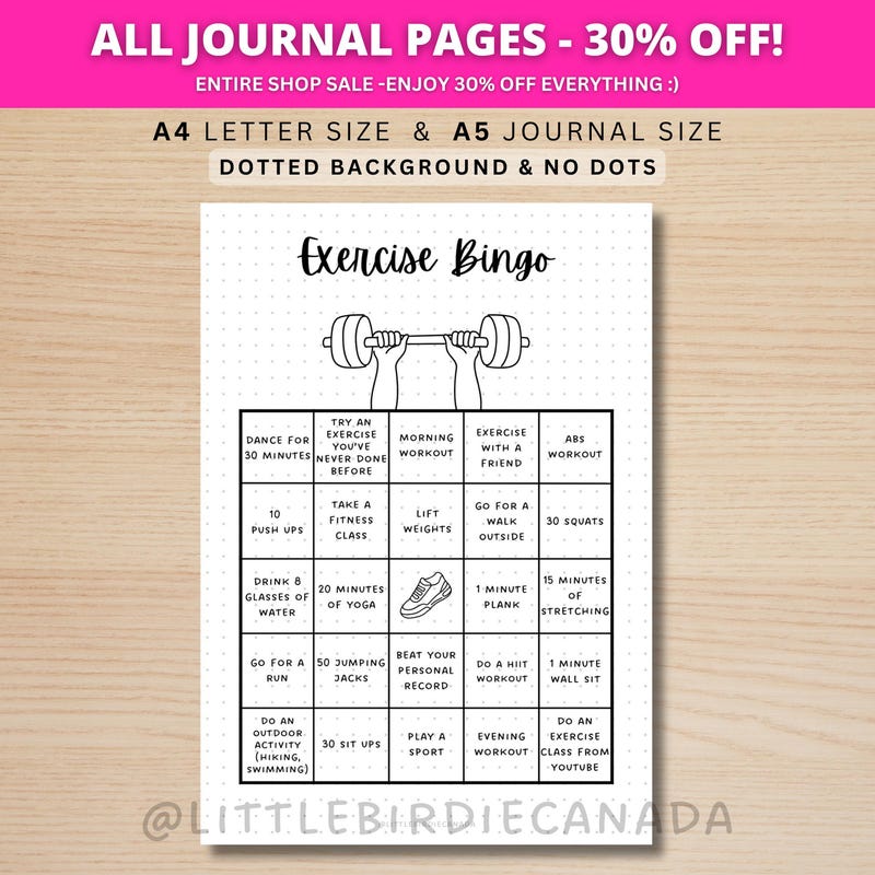 Exercise Bingo Template - Etsy