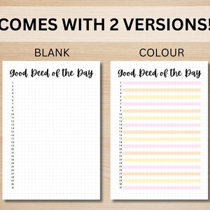 Good Deed of the Day - PRINTABLE Journal Page - Printable Planner Page ...