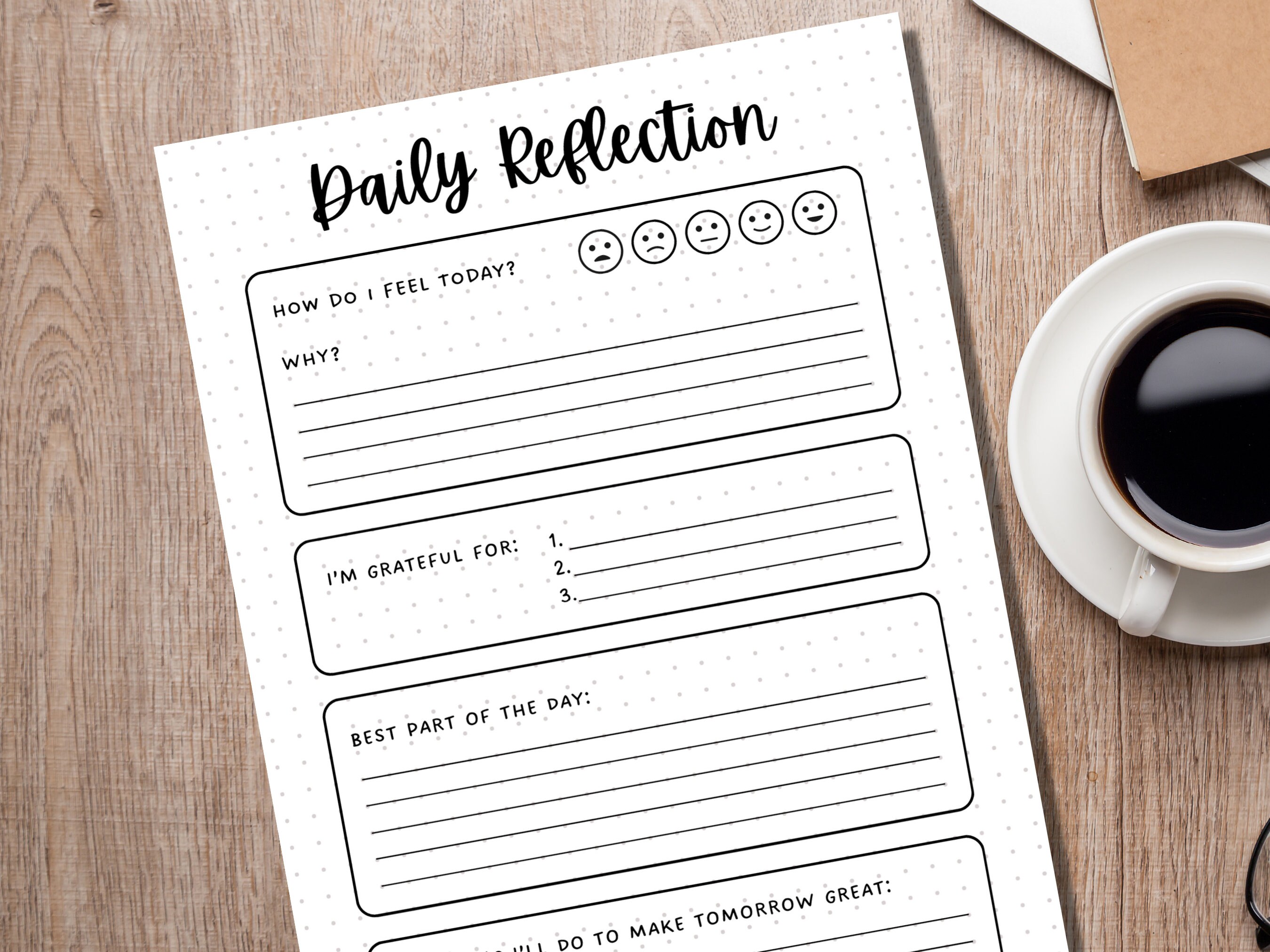 Daily Reflection Journal - PRINTABLE Gratitude Journal Page - Planner ...