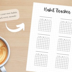 Habit Tracker - PRINTABLE Journal Page - Monthly Tracker - Monthly Goal ...