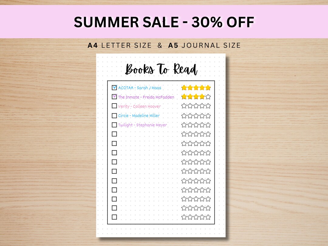 Books to Read List TBR List PRINTABLE Journal Page Book Journal Book ...