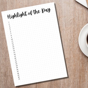 Highlight of the Day - PRINTABLE Journal Page - Memory Tracker - Daily ...