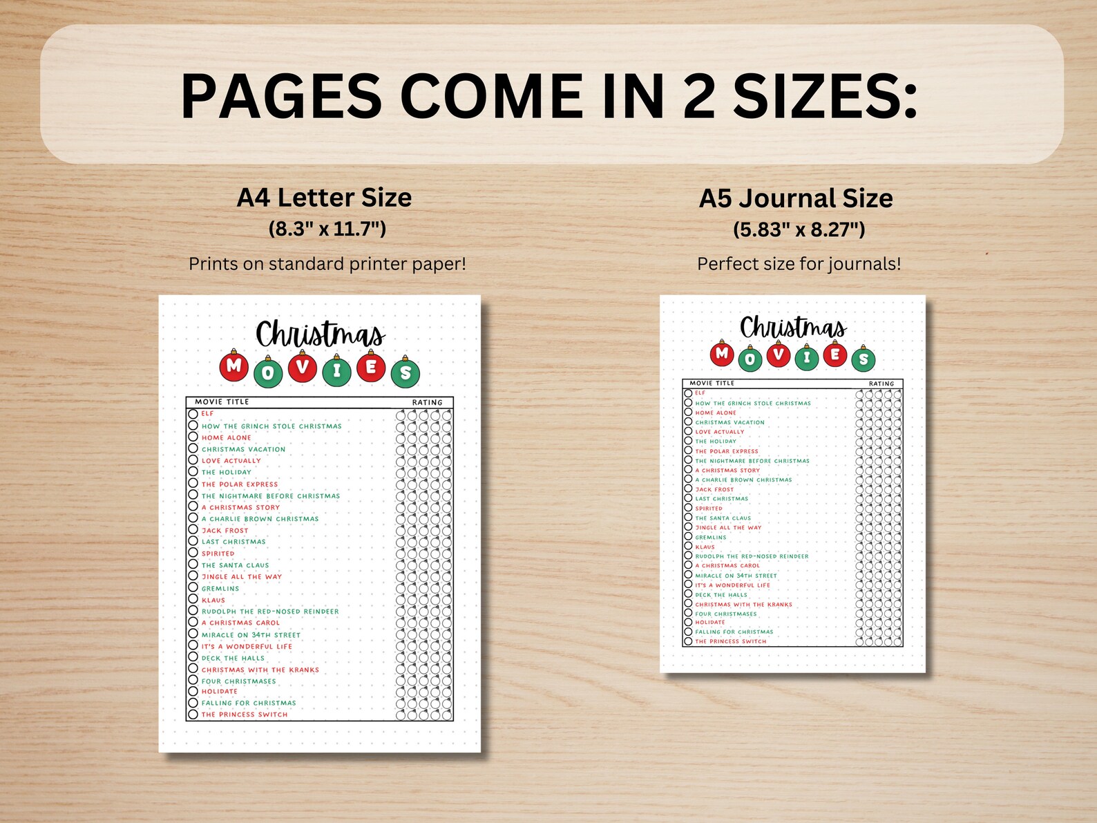 Christmas Movies List - Christmas Journal Page - PRINTABLE Journal Page ...