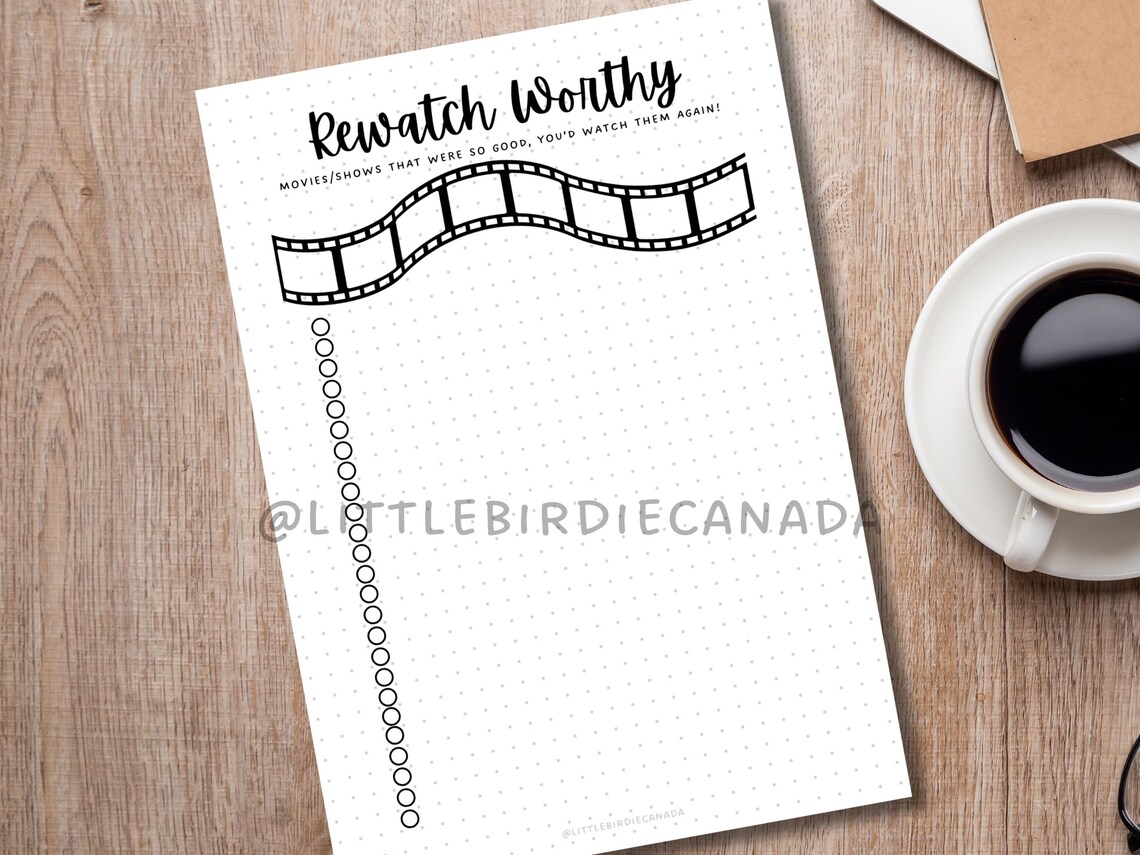 Rewatch Worthy - Movie Tracker - PRINTABLE Journal Page - Track Movies ...
