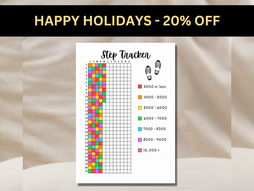 Step Tracker Yearly A5 Journal Page Fitness Tracker - Etsy UK
