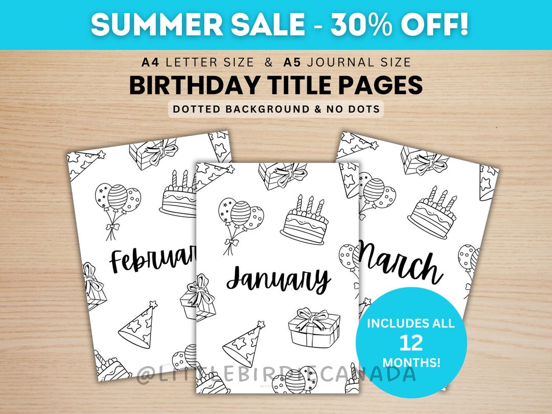 Birthday Title Page - Includes All Months - Birthday Cover Page ...