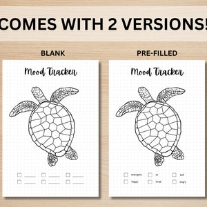 Turtle Mood Tracker - PRINTABLE Journal Page - Planner Page - Feelings ...
