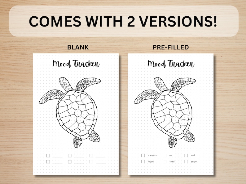 Turtle Mood Tracker - PRINTABLE Journal Page - Planner Page - Feelings ...