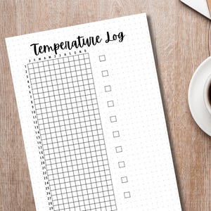 Temperature Log - PRINTABLE Journal Page - Planner Page - Temperature ...