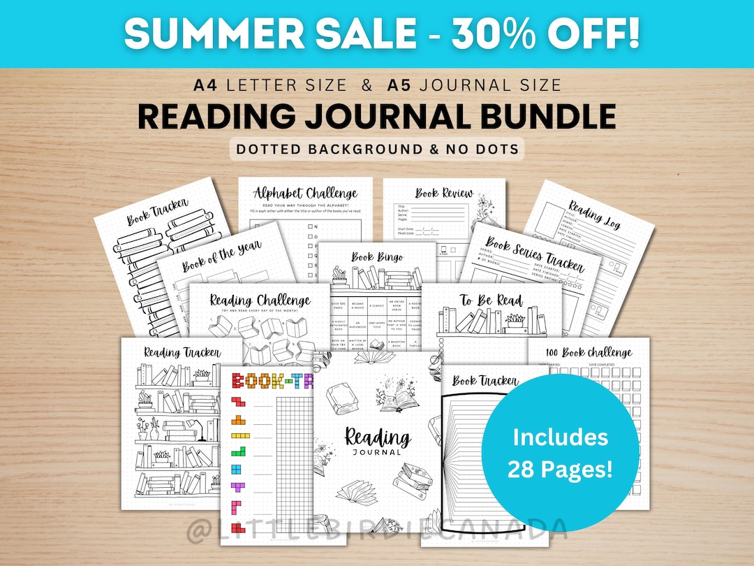 READING JOURNAL BUNDLE - Printable Journal Pages - Digital Planner ...