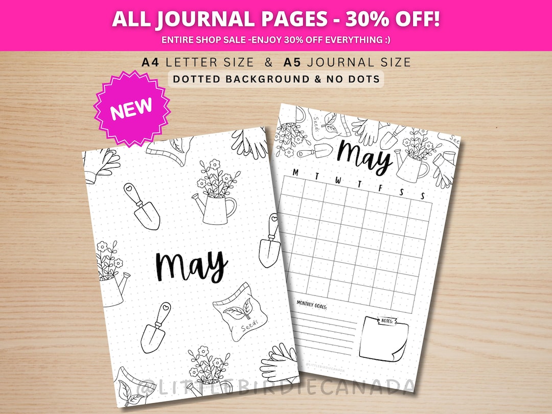 May Title Page and Calendar - PRINTABLE Calendar - Garden Theme ...