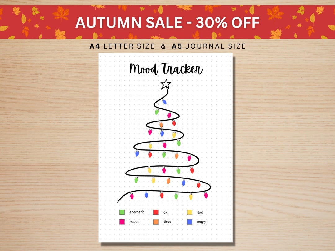 Christmas Tree Mood Tracker PRINTABLE Journal Page Planner Page Feeling ...