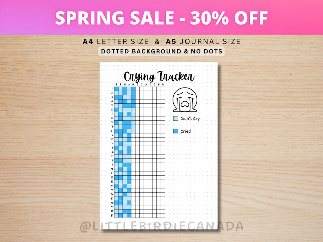 Crying Tracker - PRINTABLE Journal Page - Planner Page - Crying Log ...
