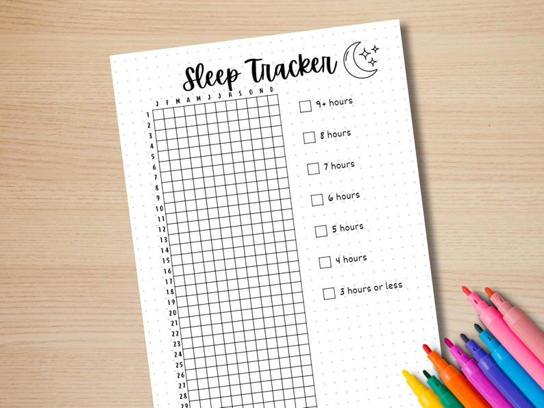 Sleep Tracker Yearly - PRINTABLE Journal Page - Planner Page - Track ...