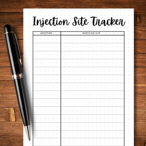 Injection Site Tracker PRINTABLE Journal Page Diabetic Tracker Diabetes ...
