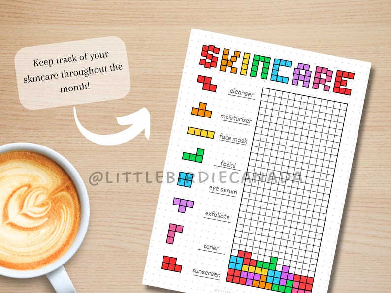 Skin Care Tracker - PRINTABLE Journal Page - Self Care Tracker ...